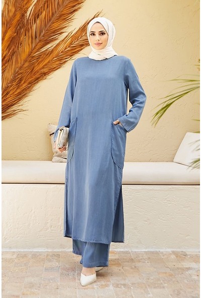 Neways Kot Tunik ve Kot Pantolon Takım Mavi 6326