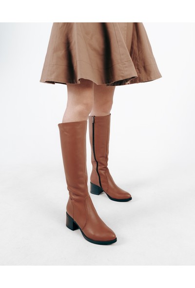 Topuklu Uzun Deri Çizme
