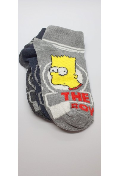Evo 3'lü - 7 Yaş Bart Simpson Desenli Uzun Çocuk Çorabı