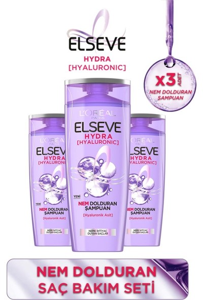Elseve Hydra Nem Dolduran Saç Bakım 3'Lü Şampuan Seti Elseve Hydra Nem Dolduran Saç Bakım 3'Lü Şampuan Seti