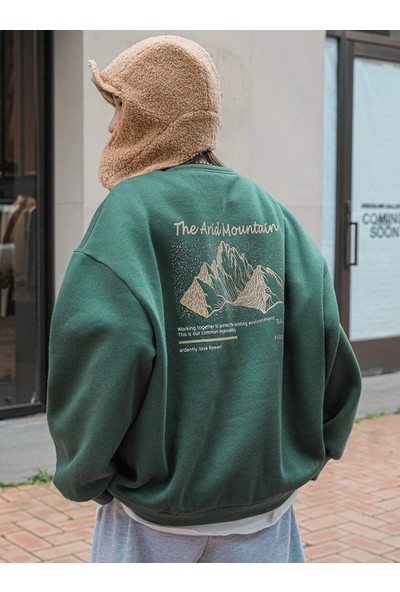 Trend Seninle Kadın Arid Mountain Baskılı Oversize Sweatshirt Trend Seninle Kadın Arid Mountain Baskılı Oversize Sweatshirt