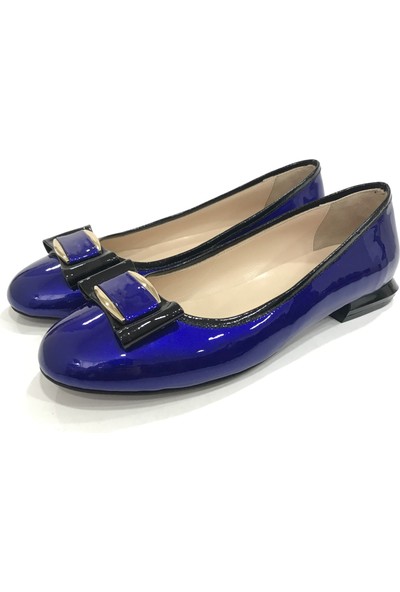 İzland Shoes Kadın Mavi Şık Altın Metalik Tokalı Babet İzland Shoes Kadın Mavi Şık Altın Metalik Tokalı Babet