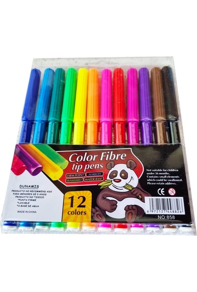 Modellino Color Fibre Tip Panda Keçeli Kalem 12'li