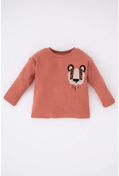 DeFacto Erkek Bebek Waffle Hayvan Desenli Regular Fit Bisiklet Yaka Uzun Kollu Tişört Y6061A222AU DeFacto Erkek Bebek Waffle Hayvan Desenli Regular Fit Bisiklet Yaka Uzun Kollu Tişört Y6061A222AU
