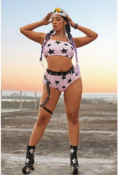 Modanight Bel ve Bacak Bağlantılı Zincir Detaylı Şık Bacak Harness - APFT807