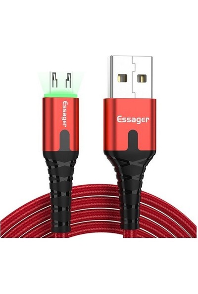 Essager 2.1A LED Işıklı 1metre Mikro USB Kablo Essager 2.1A LED Işıklı 1metre Mikro USB Kablo