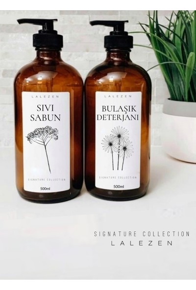 Lalezen 2li Bulaşık Deterjanı ve Sıvı Sabun Etiketli Amber Plastik Şişe 500 ml Lalezen 2li Bulaşık Deterjanı ve Sıvı Sabun Etiketli Amber Plastik Şişe 500 ml