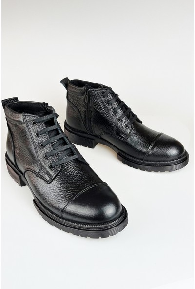 Lusive Siyah Erkek Deri Fermuarlı Kışlık Bot Lusive Siyah Erkek Deri Fermuarlı Kışlık Bot