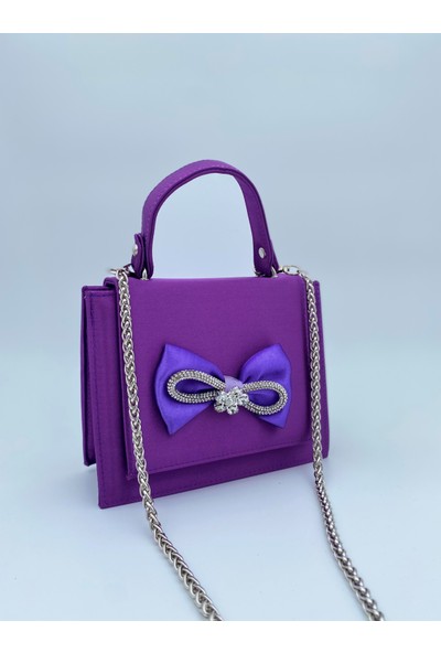 Collectiva Fiyonk Desenli Saten Abiye Kadın El Çantası