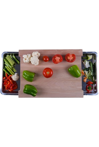 Kt Iroko'l Bölmeli Kesme Tahtası %100 Gürgen 42 x 30 x 4 cm