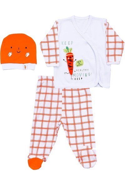 Miniworld Unisex 3-6 Ay 100% Pamuk Havuç 3 Parça Zıbın Takımı Miniworld Unisex 3-6 Ay 100% Pamuk Havuç 3 Parça Zıbın Takımı