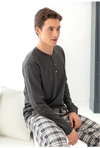 English Home Casual Flanel Erkek Pijama Takımı M Antrasit English Home Casual Flanel Erkek Pijama Takımı M Antrasit