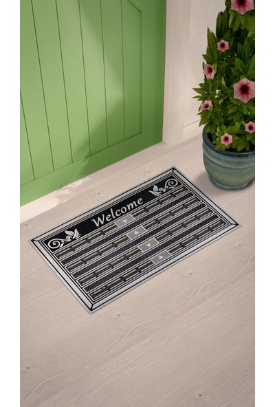 Axess Home Welcome Yazı Detaylı Gri Kapı Önü Paspası Axess Home Welcome Yazı Detaylı Gri Kapı Önü Paspası