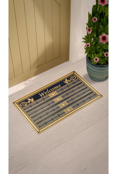 Axess Home Welcome Yazı Detaylı Gold Kapı Önü Paspası Axess Home Welcome Yazı Detaylı Gold Kapı Önü Paspası