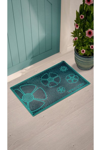 Axess Home Welcome Yazı Detaylı Yeşil Kapı Önü Paspası Axess Home Welcome Yazı Detaylı Yeşil Kapı Önü Paspası