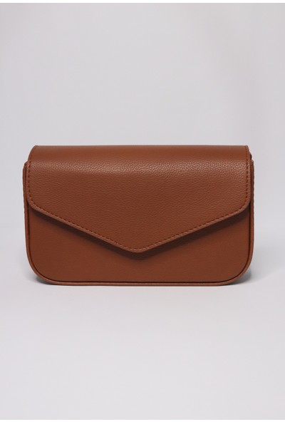 M&B Kadın Taba Düz Mıknatıs Kapaklı Gold Zincir Askılı Deri Omuz Çanta