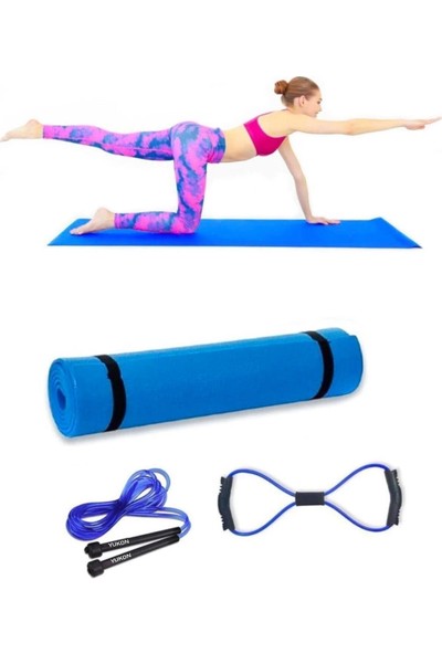 Yukon 3'lü Set (Pilates Minderi- Atlama Ipi-Sekizgen Egzersiz Direnç Lastiği )