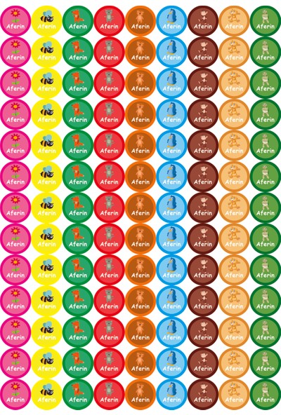 Has Ozalit 117 Adet Çocuk Renkli Hayvan Görselli Etiket 3*3