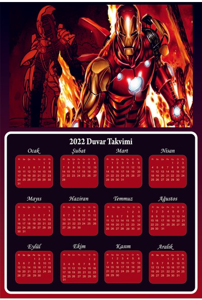 Has Ozalit Erkek Çocuk Odası Iron Man Temalı Siyah Kırmızı 2022 Duvar Takvimi 35*50 Has Ozalit Erkek Çocuk Odası Iron Man Temalı Siyah Kırmızı 2022 Duvar Takvimi 35*50