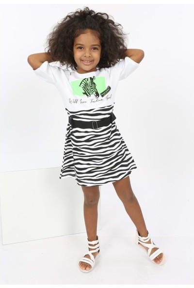 Toontoy Kids Toontoy Kız Çocuk Zebra Baskılı Elbise