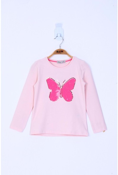 Toontoy Kız Çocuk Kelebek Pullu Tişört