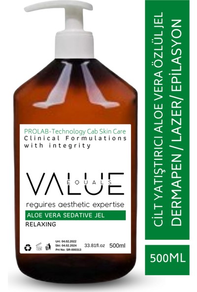 Value Equals Professıonal Cabın Aloe Vera Sedativ Yatıştırıcı Jel 500ML Value Equals Professıonal Cabın Aloe Vera Sedativ Yatıştırıcı Jel 500ML