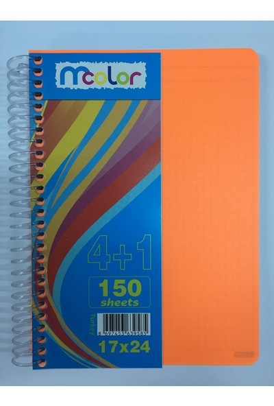 Mcolor 5 Bölmeli Spiralli Ayraçlı Seperatörlü Defter Plastik Kapak 17X24 cm 150 Yp. 4 Kareli + 1 Çizgili Mcolor 5 Bölmeli Spiralli Ayraçlı Seperatörlü Defter Plastik Kapak 17X24 cm 150 Yp. 4 Kareli + 1 Çizgili