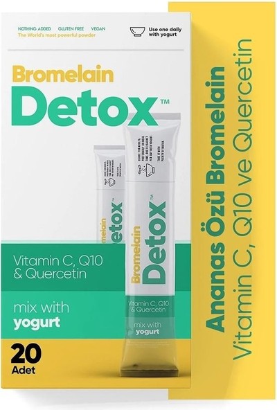 Bromelain Detox Yeşilçay İçeren Bitkisel Detox Çayı 8 gr 20'li Bromelain Detox Yeşilçay İçeren Bitkisel Detox Çayı 8 gr 20'li