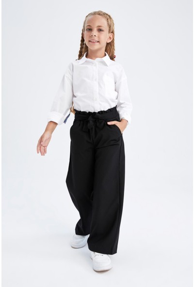 DeFacto Kız Çocuk Okula Dönüş Geniş Paça Kuşaklı Pantolon X6325A622AU DeFacto Kız Çocuk Okula Dönüş Geniş Paça Kuşaklı Pantolon X6325A622AU