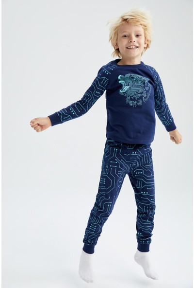DeFacto Erkek Çocuk Ayı Baskılı Pamuklu Uzun Kollu Pijama Takım T5294A622WN DeFacto Erkek Çocuk Ayı Baskılı Pamuklu Uzun Kollu Pijama Takım T5294A622WN
