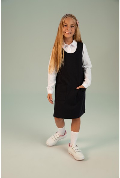 DeFacto Kız Çocuk Kolsuz A Kesim Okula Dönüş Elbise X7103A622AU