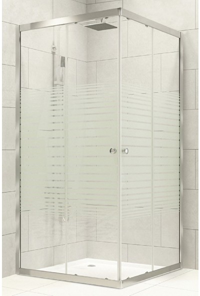 Durul Duşakabin 100X100 Parlak Profil 4mm Çizgili Cam - Duş Teknesiz H:180 cm