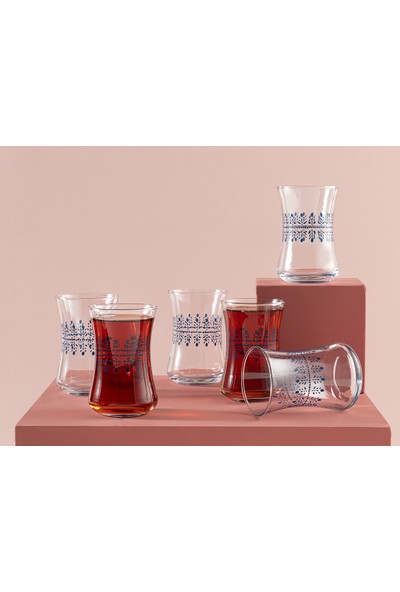 English Home Foliar Cam 6'lı Çay Bardağı 155 ml Lacivert English Home Foliar Cam 6'lı Çay Bardağı 155 ml Lacivert