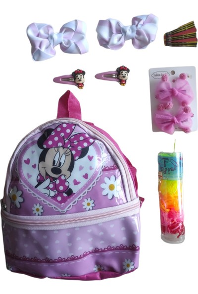 Minnie Mouse Küçük Sırt Çantası ve Toka Seti Minnie Mouse Küçük Sırt Çantası ve Toka Seti