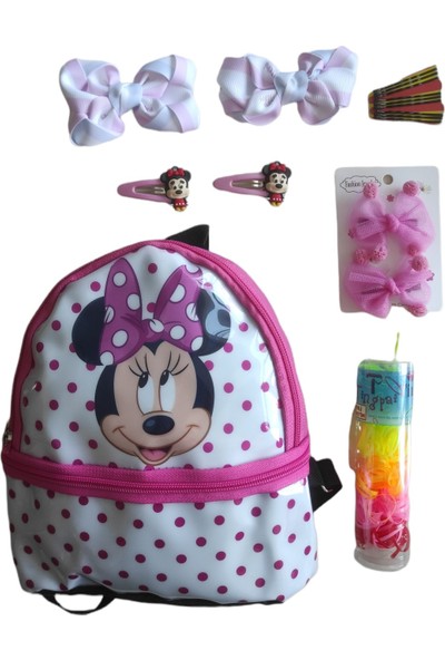 Minnie Mouse Küçük Sırt Çantası ve Toka Seti Minnie Mouse Küçük Sırt Çantası ve Toka Seti