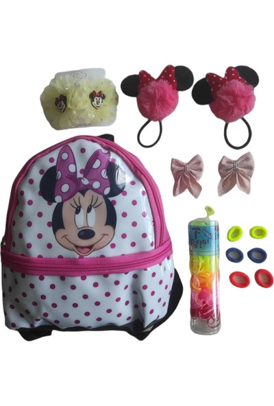Minnie Mouse Küçük Sırt Çantası ve Toka Seti Minnie Mouse Küçük Sırt Çantası ve Toka Seti