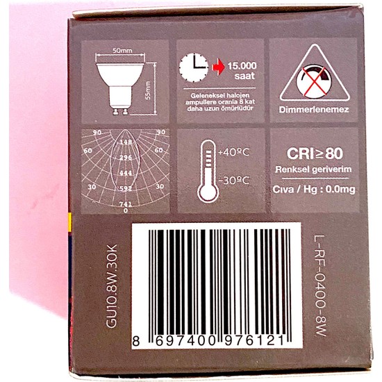 ECOLİTE PAR16 GU10 3000 K SARI IŞIK 8 W=50W 580 LM IŞIK GÜCÜ Fiyatı