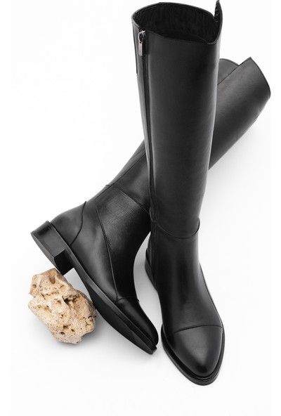 Marjin Kadın Hakiki Deri Günlük Çizme Anis