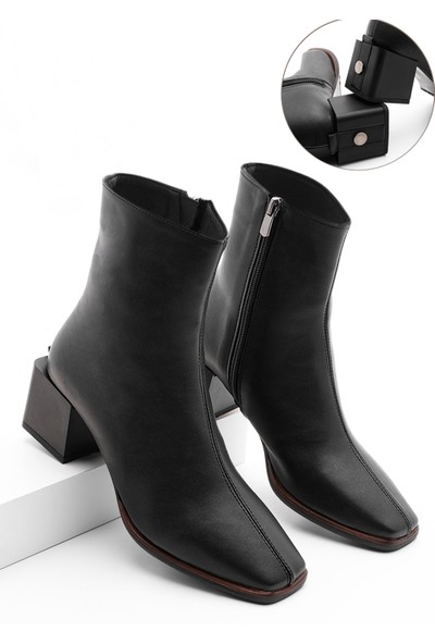 Marjin Kadın Topuklu Bot Küt Burun Noyes