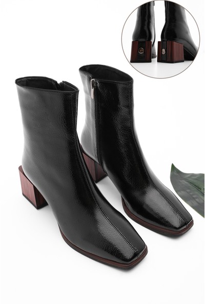 Marjin Kadın Topuklu Bot Küt Burun Noyes