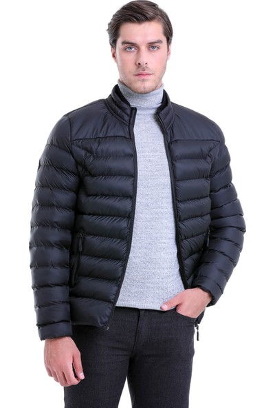 Hatemoğlu Siyah Slim Fit Ephesus Hakim Yaka Basic Şişme Mont Hatemoğlu Siyah Slim Fit Ephesus Hakim Yaka Basic Şişme Mont