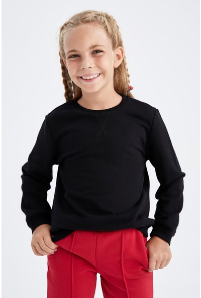 DeFacto Kız Çocuk RRegular Fit Okula Dönüş Bisiklet Yaka Sweatshirt U6470A622AU DeFacto Kız Çocuk RRegular Fit Okula Dönüş Bisiklet Yaka Sweatshirt U6470A622AU