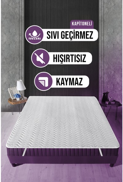 Vavey Sıvı Geçirmez Yatak Alezi Kapitoneli 200 x 200 cm Dört Köşe Lastikli