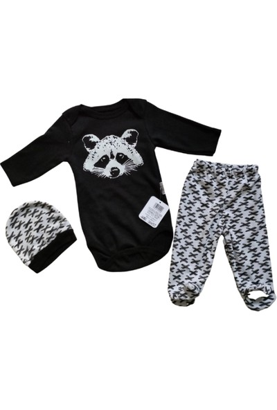 Minibird Baby Rakun Baskılı Zıbın Seti Minibird Baby Rakun Baskılı Zıbın Seti