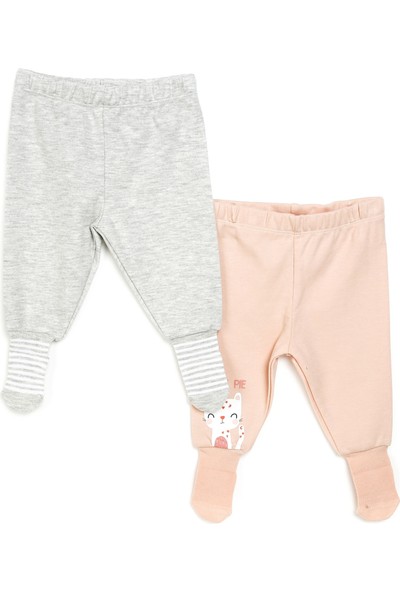 Hellobaby Basic Kız Bebek 2li Çoraplı Pijama Pantolon