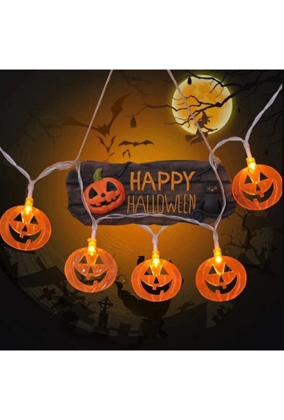 Epazzar Halloween Balkabağı Gülen Surat 10'lu LED Işık Zinciri Pilli Dolama Lamba Epazzar Halloween Balkabağı Gülen Surat 10'lu LED Işık Zinciri Pilli Dolama Lamba