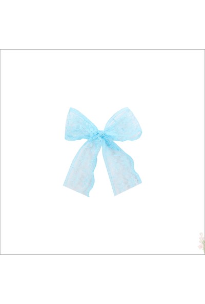 Süsle Bebek ve Parti Güpür Dantel Fiyonk, 5,5 cm - Mavi Süsle Bebek ve Parti Güpür Dantel Fiyonk, 5,5 cm - Mavi