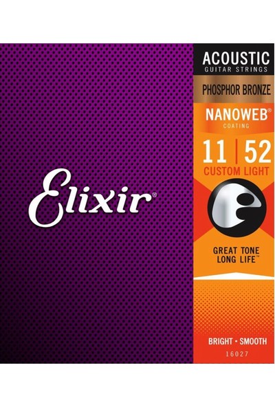 Elixir 16027 Akustik Teli Fosfor Bronze 011-052 Elixir 16027 Akustik Teli Fosfor Bronze 011-052