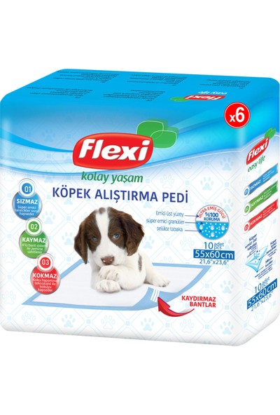 Flexi Köpek Alıştırma Pedi 10'lu 6 Paket Flexi Köpek Alıştırma Pedi 10'lu 6 Paket