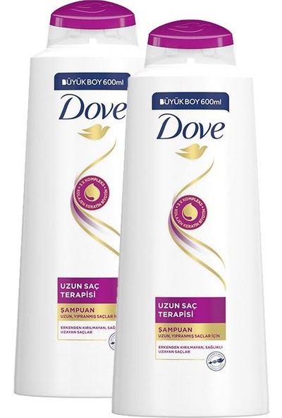 Dove Şampuan Uzun Saç Terapisi 600 ml x 2 Dove Şampuan Uzun Saç Terapisi 600 ml x 2